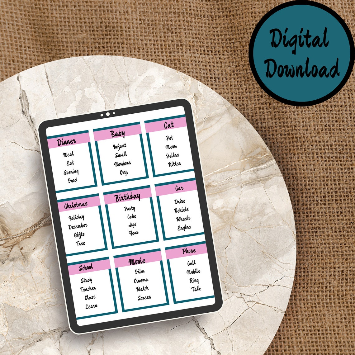 Ultimate Family Taboo Game, Printable Word Association (digital ...