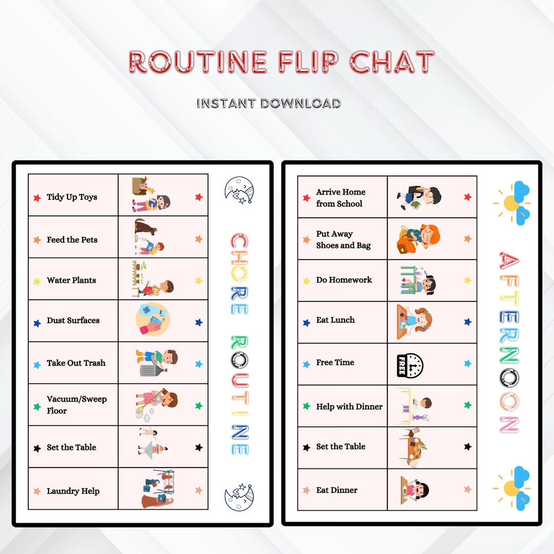 Editable Routine Flip Chart for Kids | Daily Chore Chart | Morning and ...