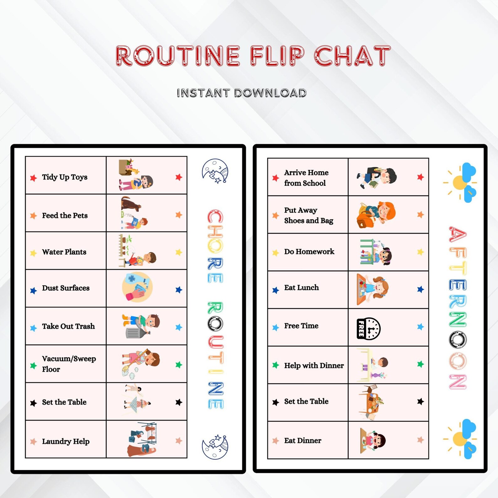 Editable Routine Flip Chart for Kids | Daily Chore Chart | Morning and ...