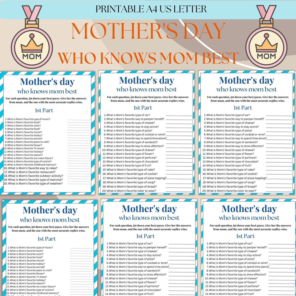 Printable Mother's Day Who Knows Mom Best Printable Game for Baby ...