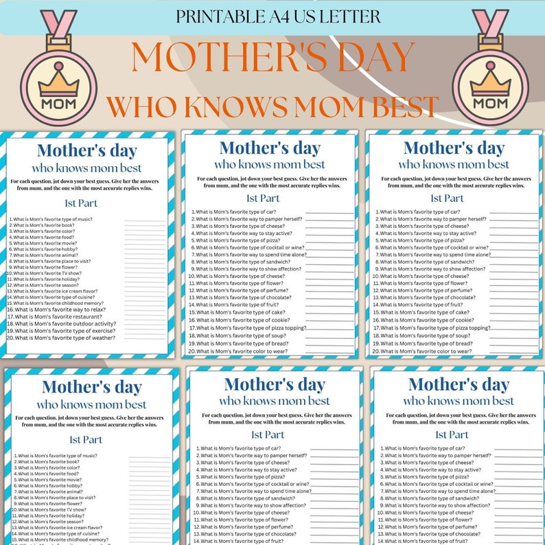 Printable Mother's Day Who Knows Mom Best?" Printable Game for Baby ...