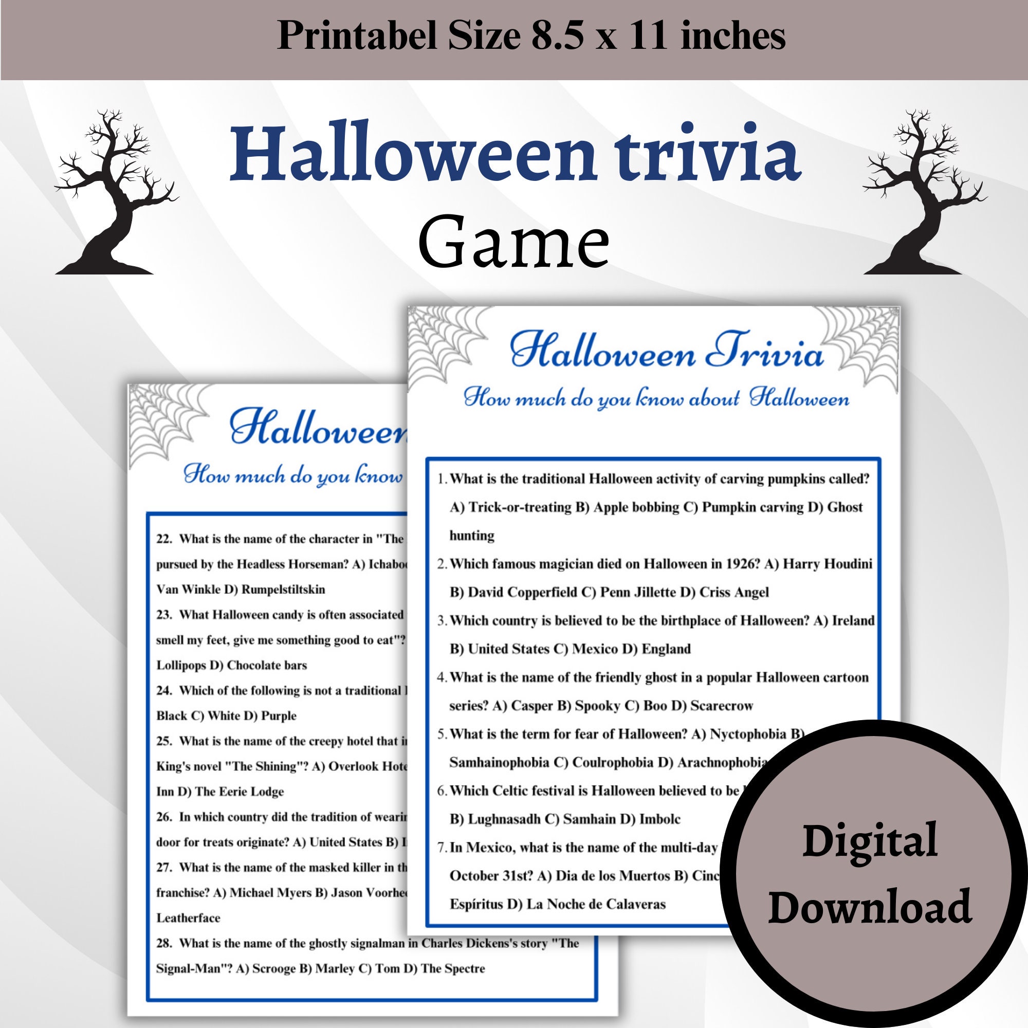 Spooky Halloween Trivia Game - Test Your Knowledge, Instant Download ...