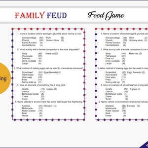 Fun Feud Game, Printable Family Game, Friendly Feud, Trivia Quiz ...