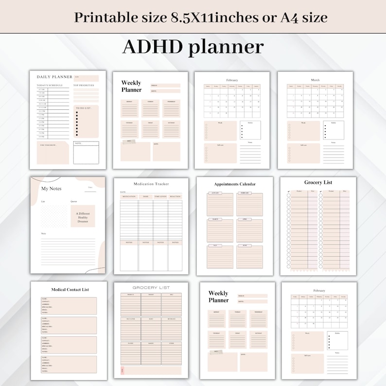 ADHD Planner | Printable Daily, Weekly, Monthly Productivity (PDF) - Etsy