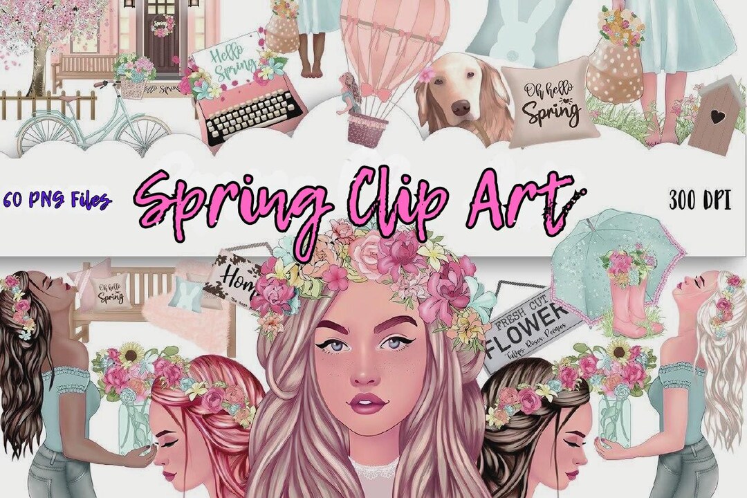 Premium Spring Clipart Collection: 60 Handcrafted PNG Files | Floral ...