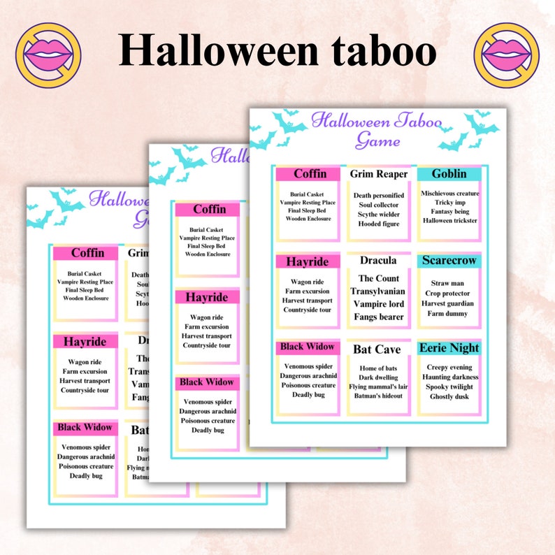 Halloween Taboo Game Printable | Fun Halloween Party Game | Taboo Game ...