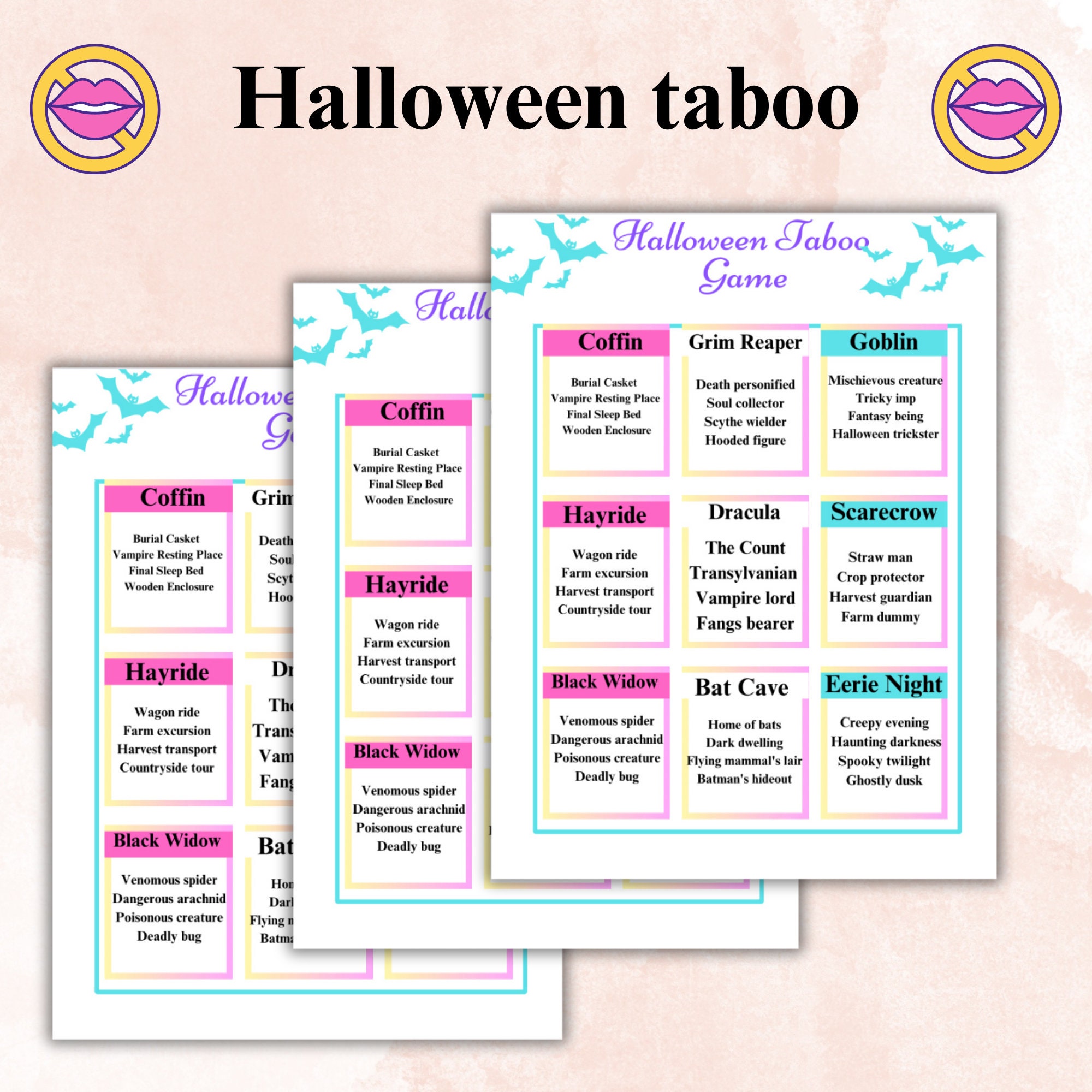 Halloween Taboo Game Printable | Fun Halloween Party Game | Taboo Game ...