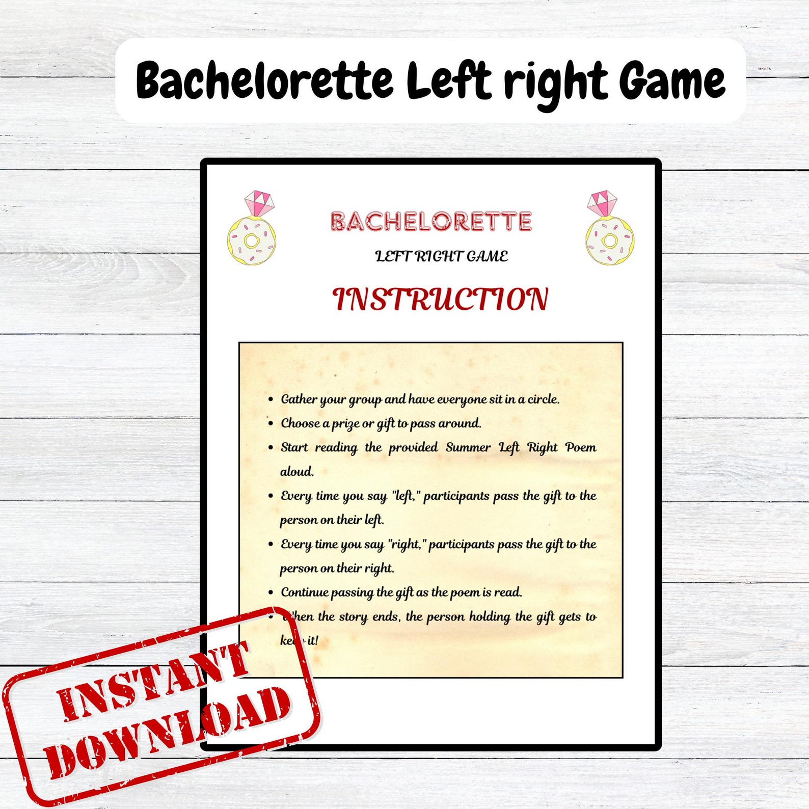 Printable Bachelorette Left Right Game | Bridal Party Activity (PDF) - Etsy