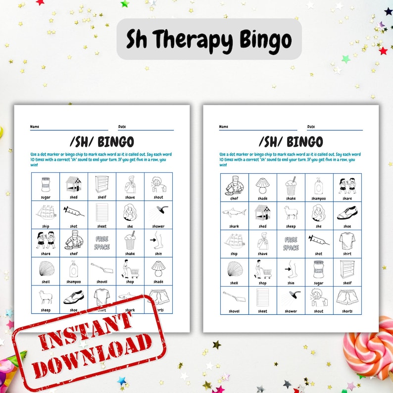 Speech Therapy Game for Kids | Sh Therapy Bingo | Sh Speech Therapy ...