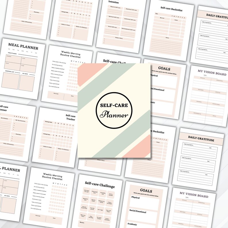 Printable Self-care Planner | Wellness Journal & Mood Tracker (digital ...