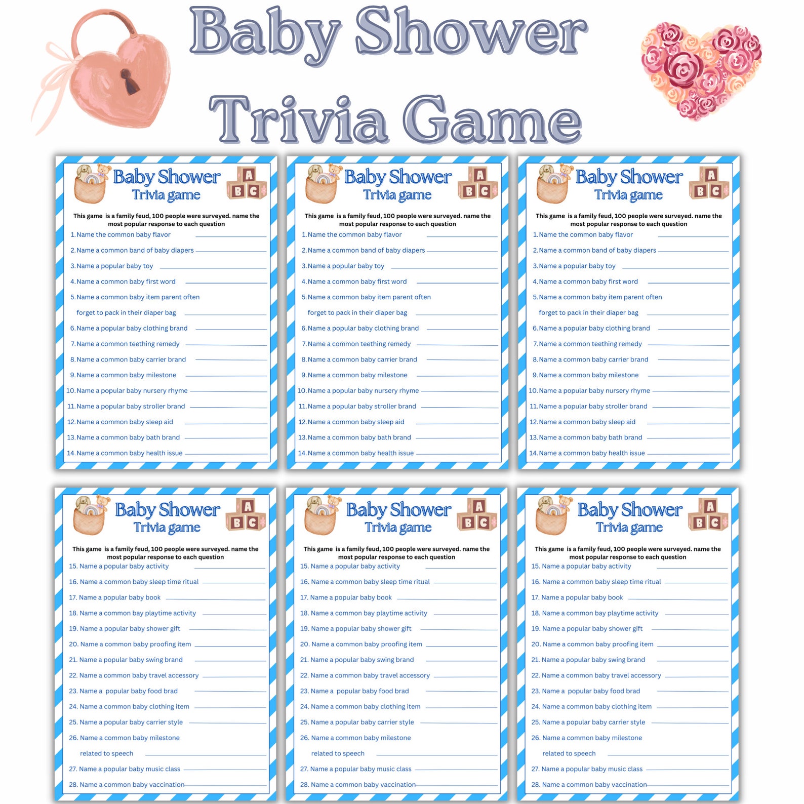 Baby Shower Game | Baby Shower Trivia Game | Baby Shower Activity ...