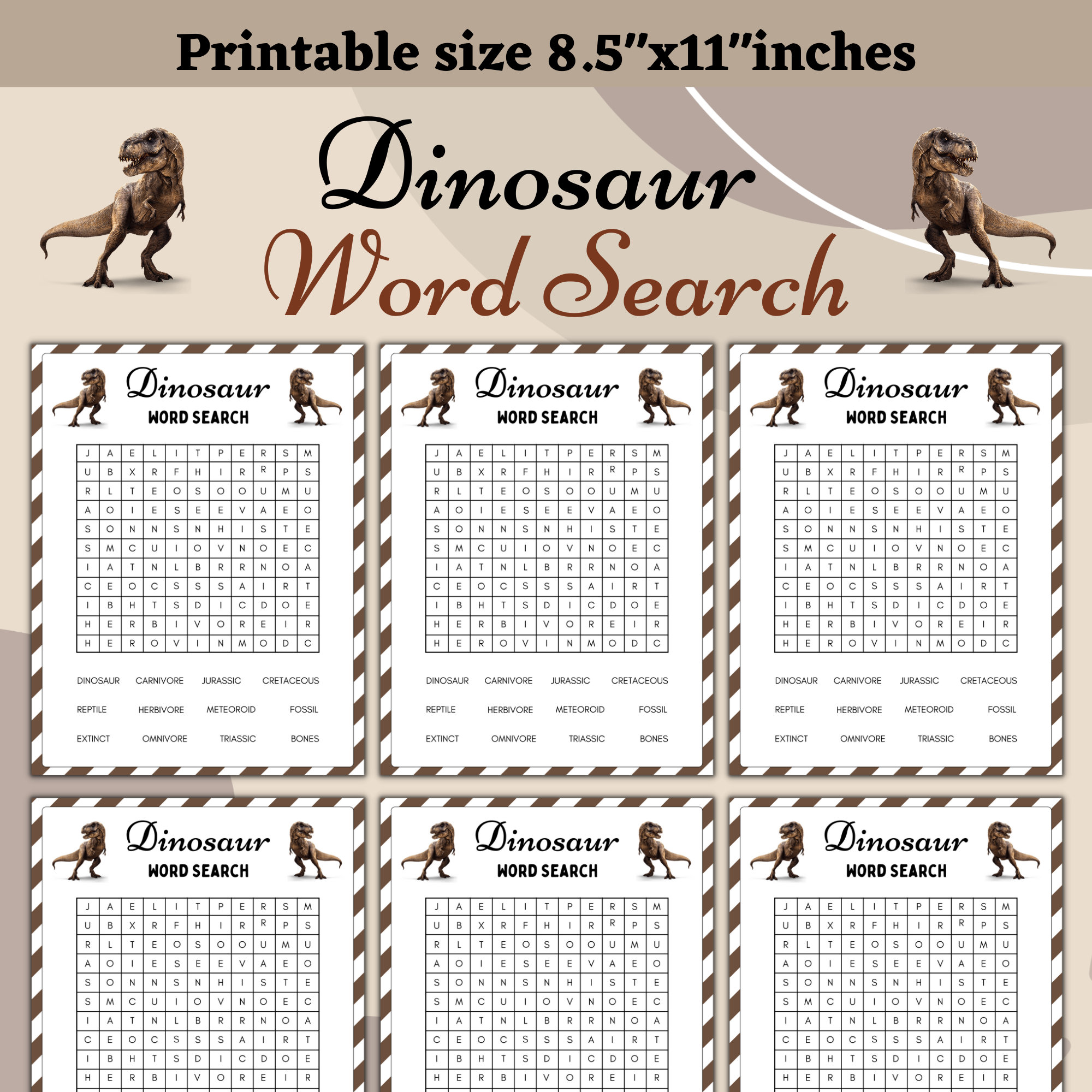Dinosaur Word Search, Printable Dinosaur Words Search, School Activity ...