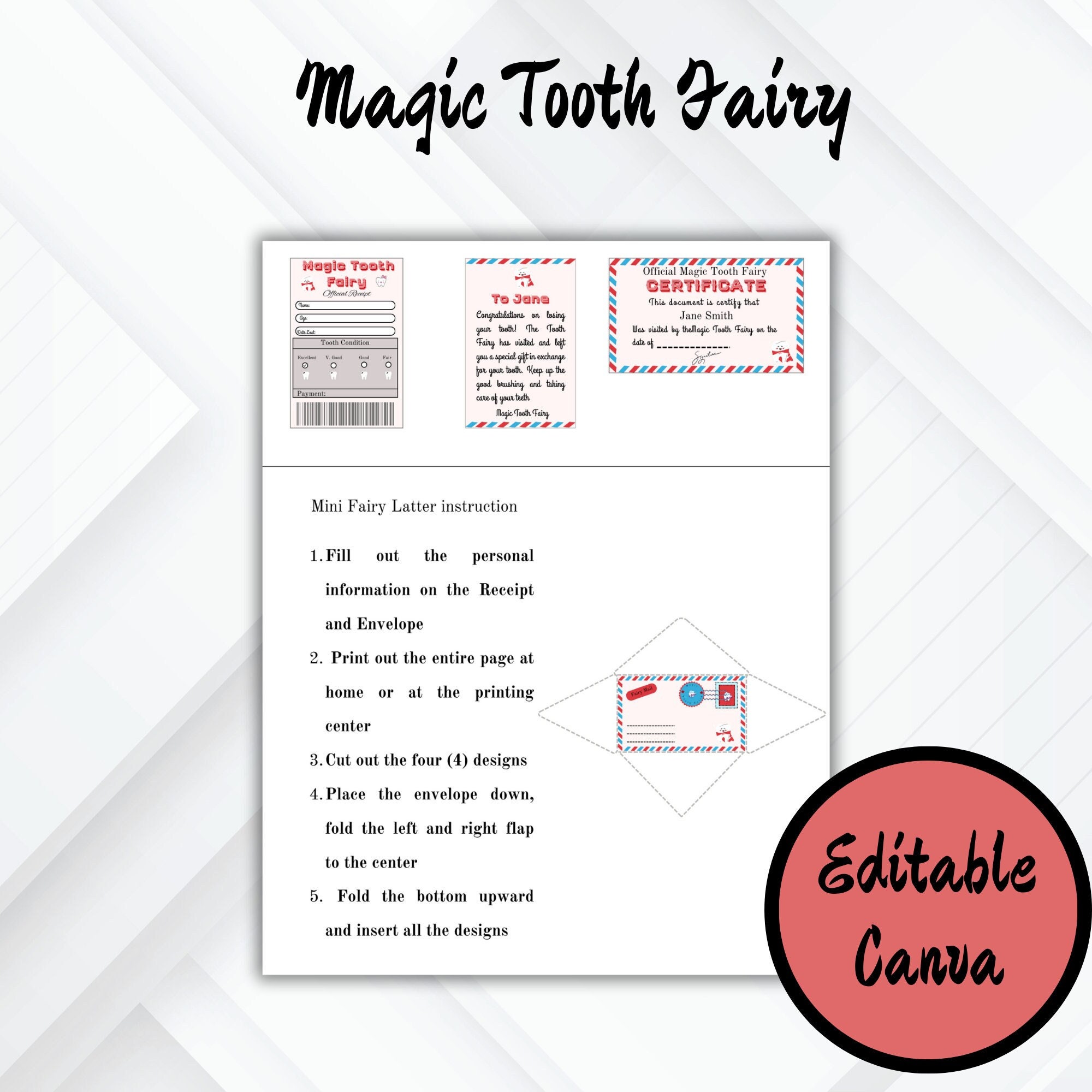 Editable Magic Tooth Fairy, Tooth Fairy, Kids Tooth Fairy, Tooth Fairy ...