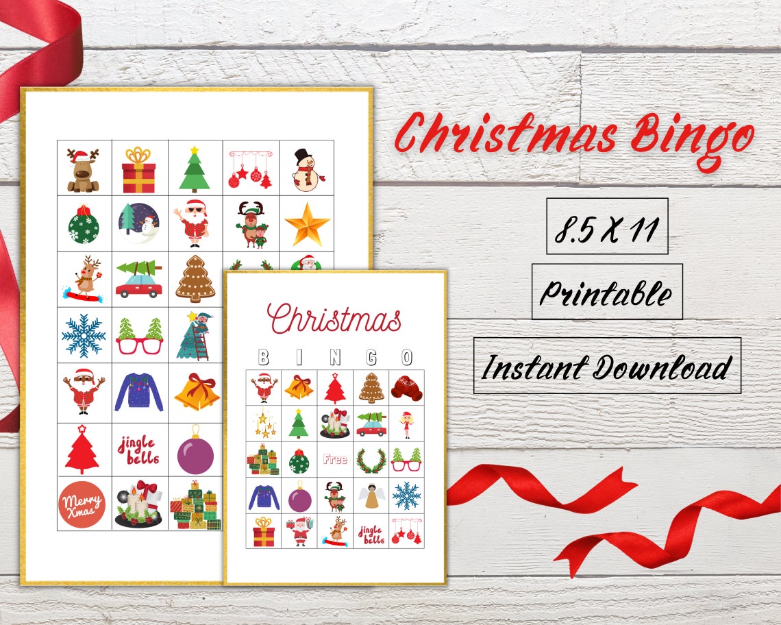Printable Christmas Bingo Game, 250 Unique Christmas Bingo Cards for ...