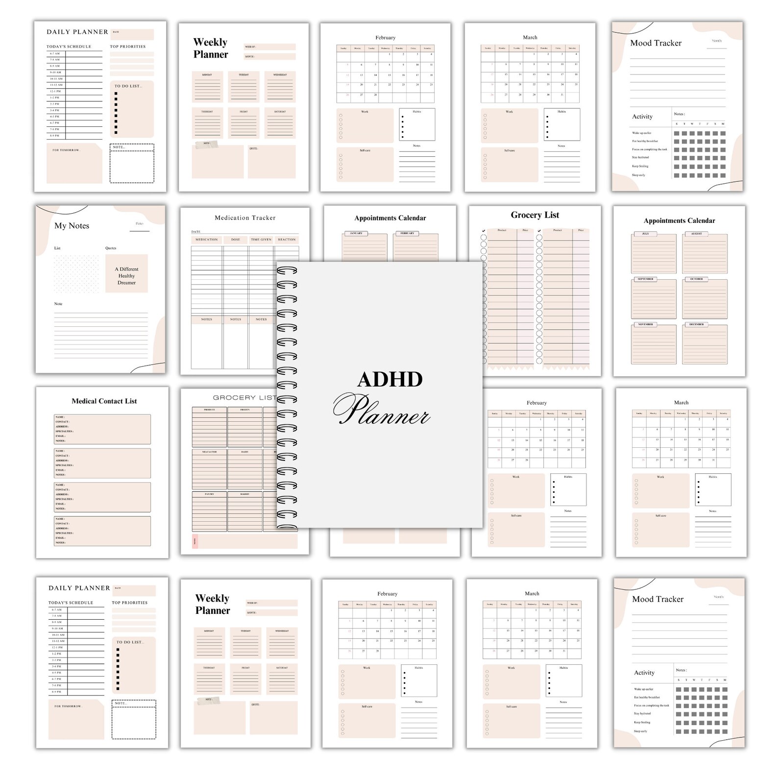 ADHD Planner | Printable Daily, Weekly, Monthly Productivity (PDF) - Etsy