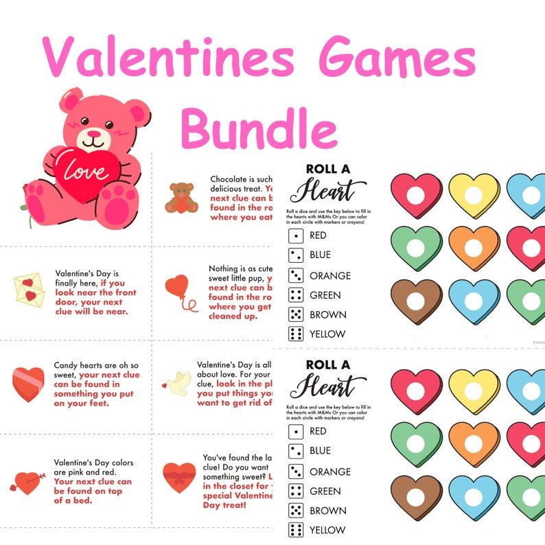 Valentines Day Printable Games | Valentines Games Bundle | Valentines ...