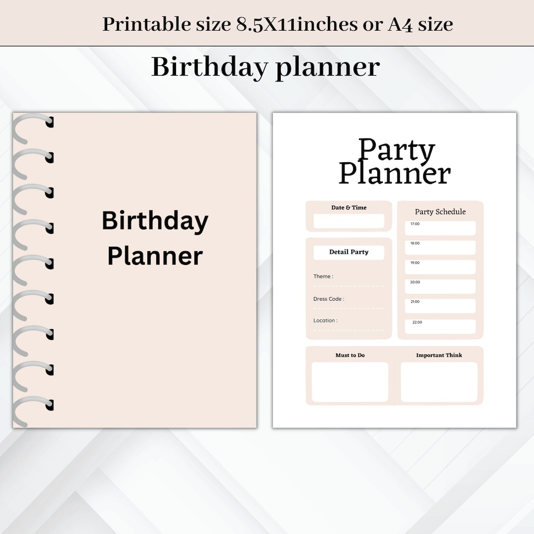 Birthday Planner | Printable Birthday Planner, Birthday Party Gift ...