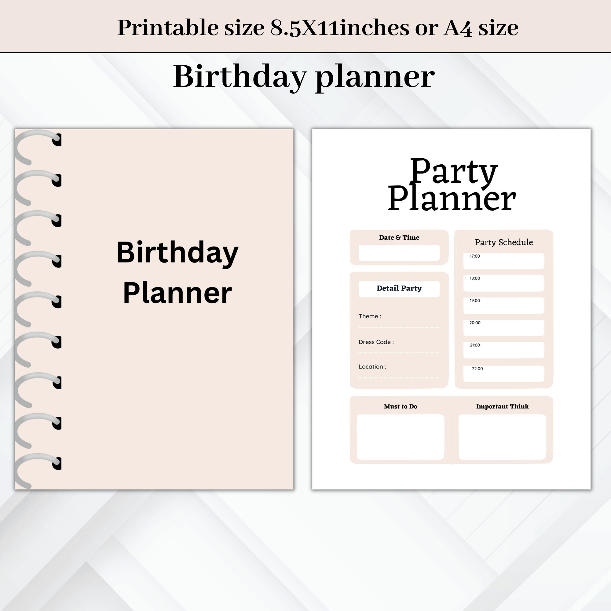 Birthday Planner | Printable Birthday Planner, Birthday Party Gift ...