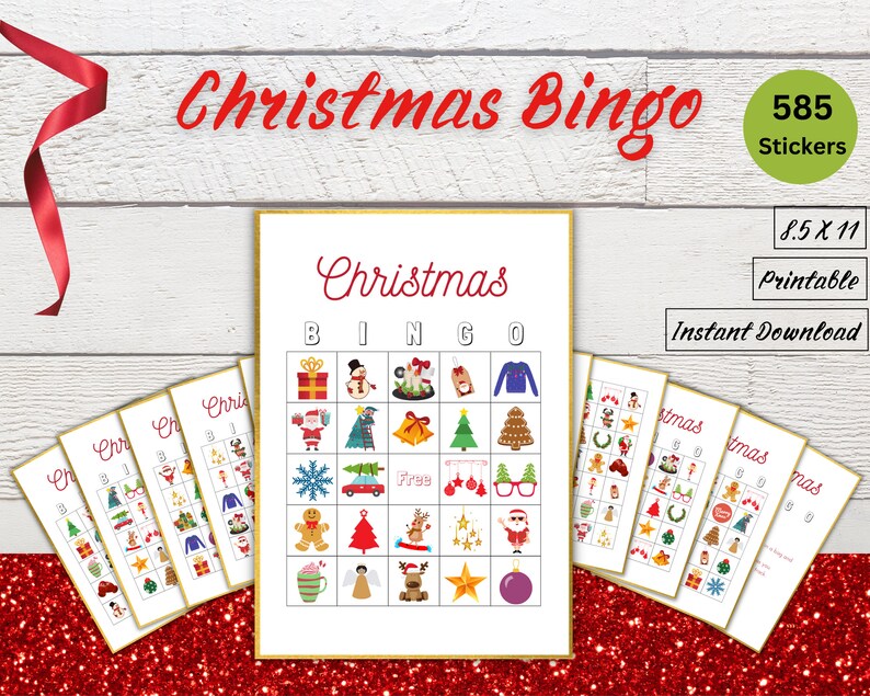 Printable Christmas Bingo Game, 250 Unique Christmas Bingo Cards for ...