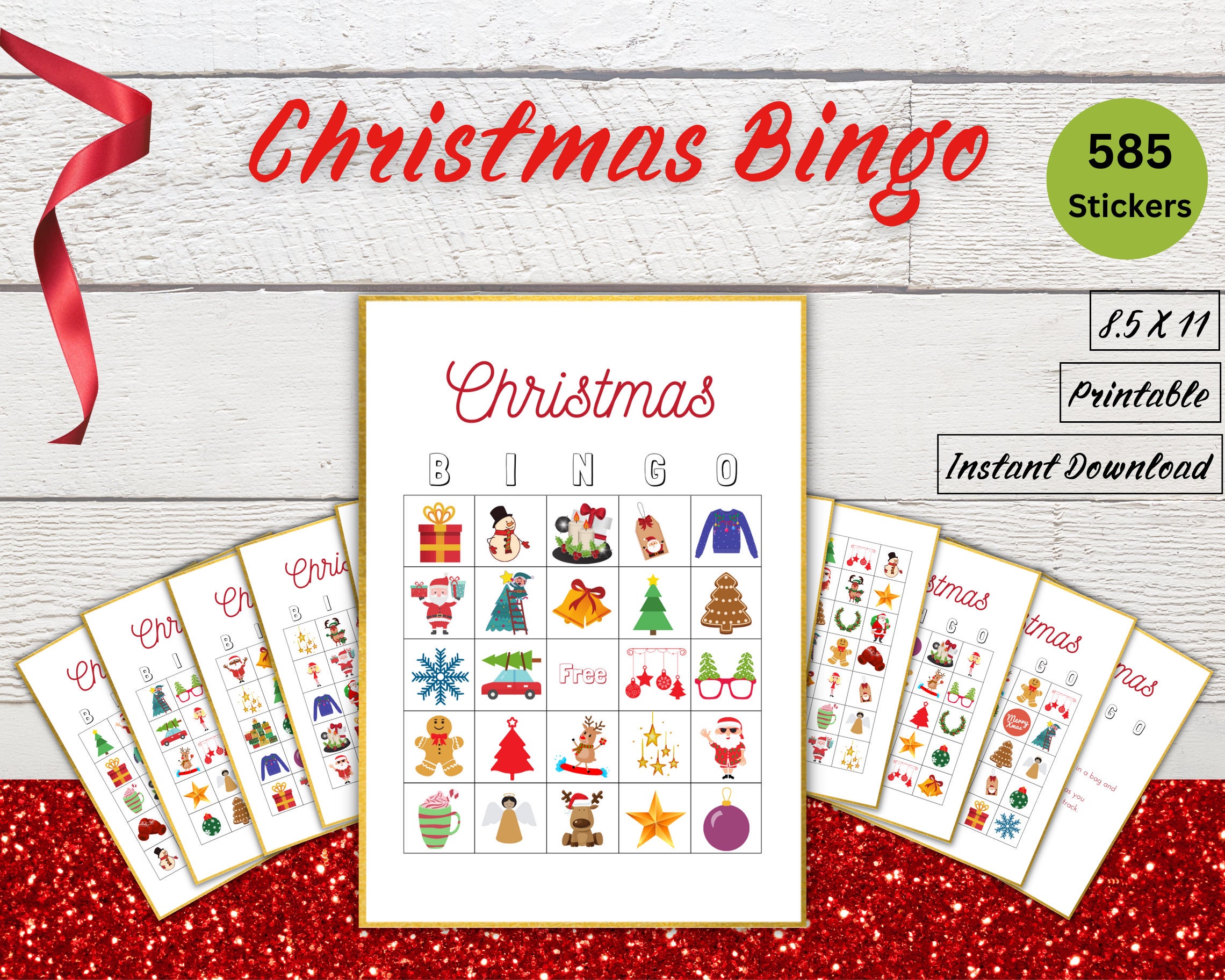 Printable Christmas Bingo Game, 250 Unique Christmas Bingo Cards for ...