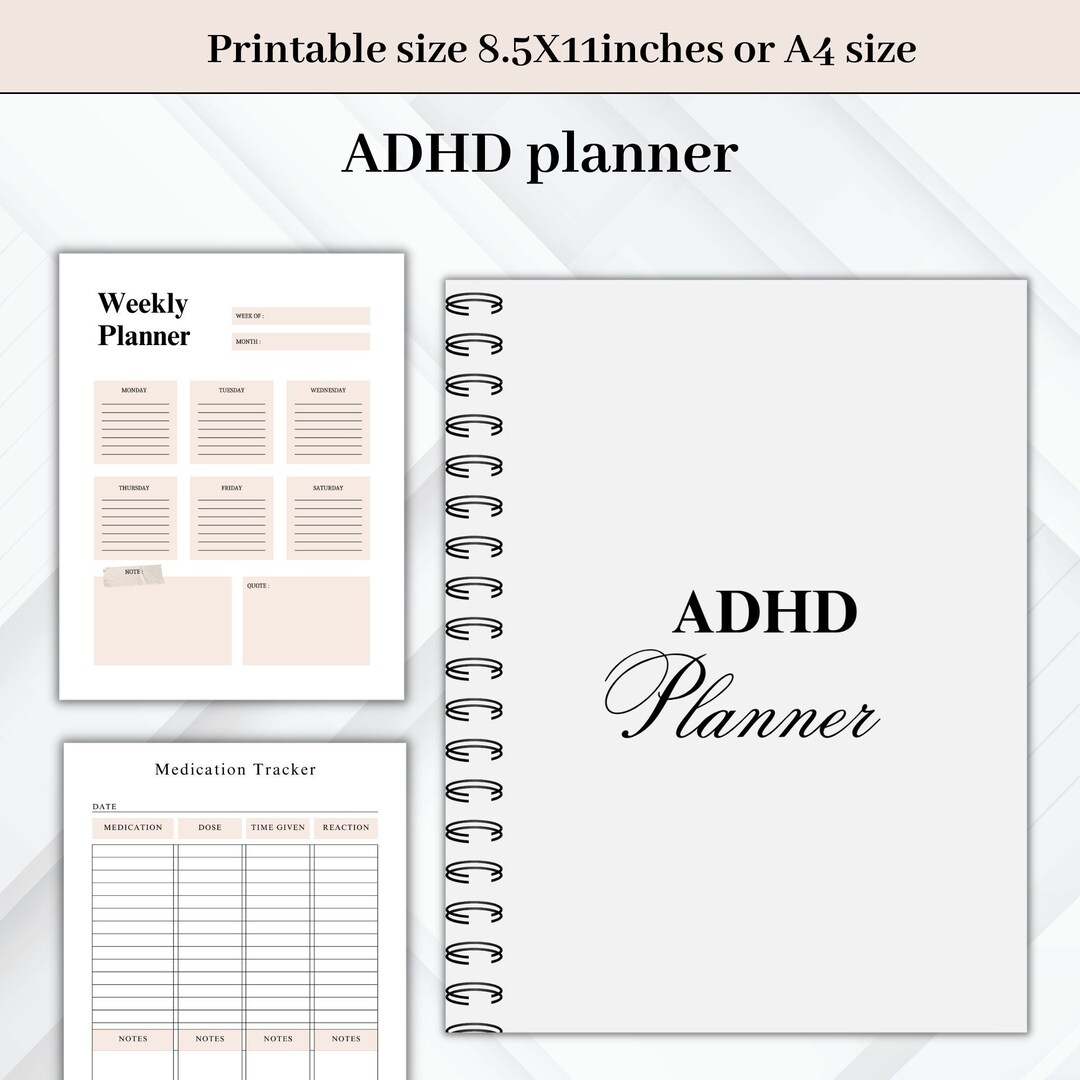 ADHD Planner | Printable Daily, Weekly, Monthly Productivity (PDF) - Etsy