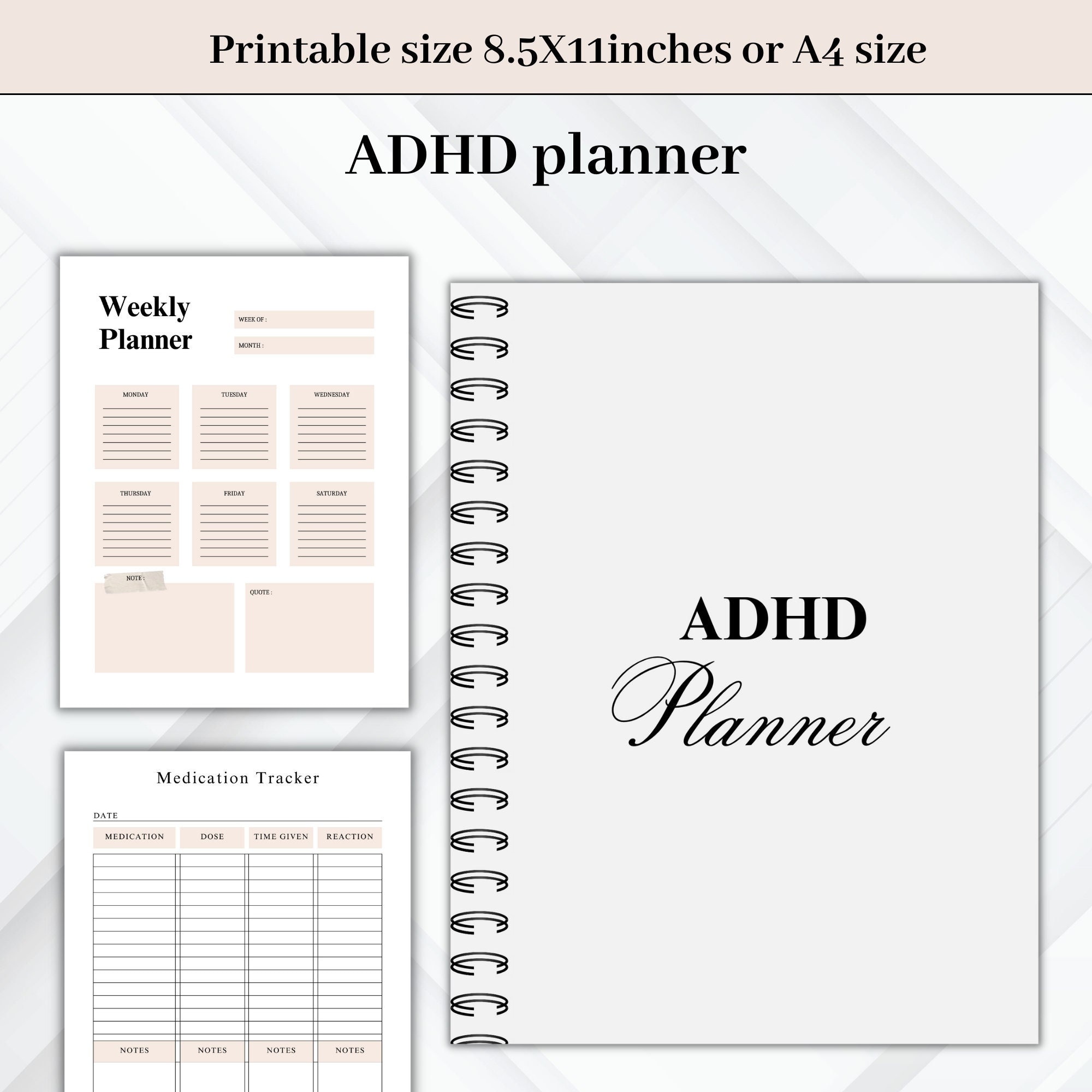 ADHD Planner | Printable Daily, Weekly, Monthly Productivity (PDF) - Etsy