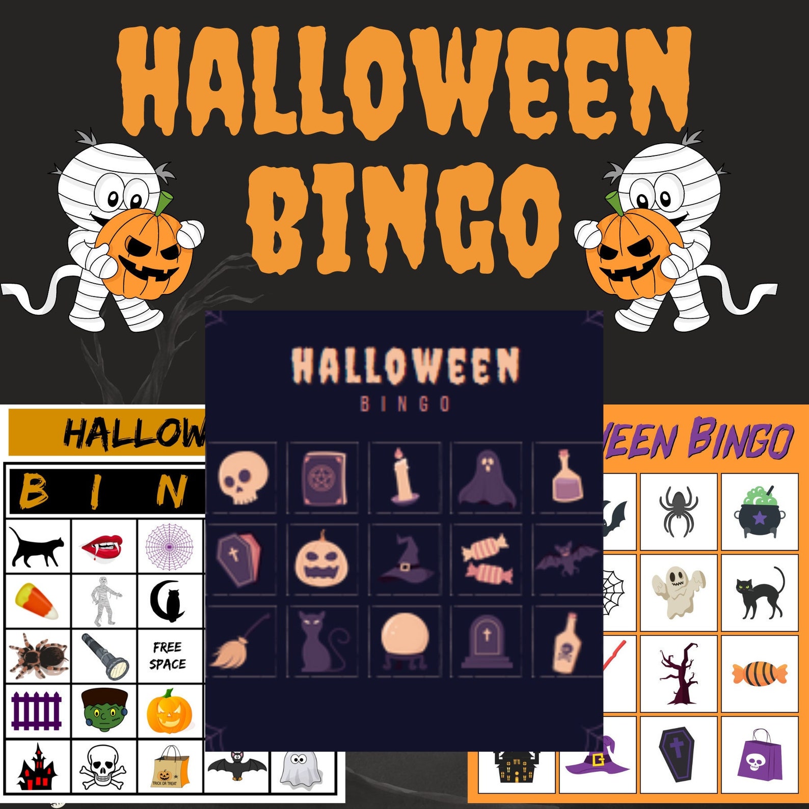 Halloween Bingo Bundle | Printable Halloween Bingo | Halloween Party ...