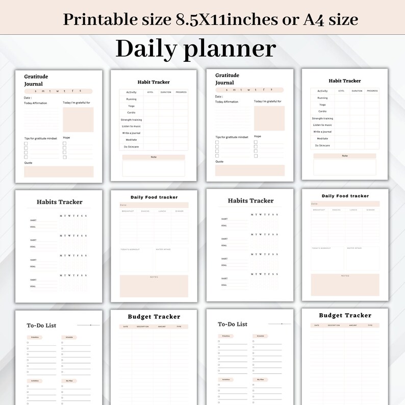 Printable Daily Planner | Productivity, Goals, and Gratitude (digital ...