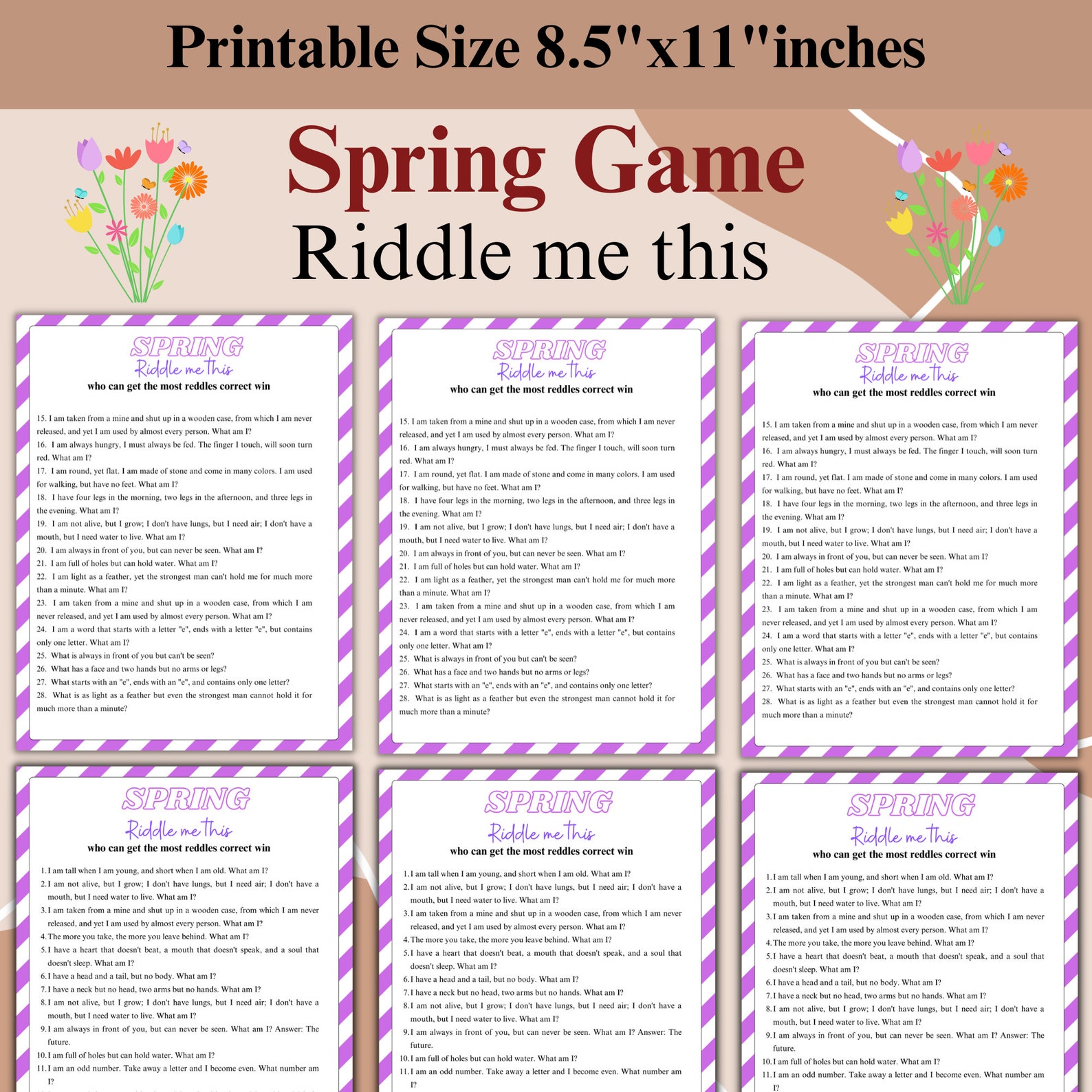 Spring Riddle Me This Game, Printable Spring Riddle Me This Game ...