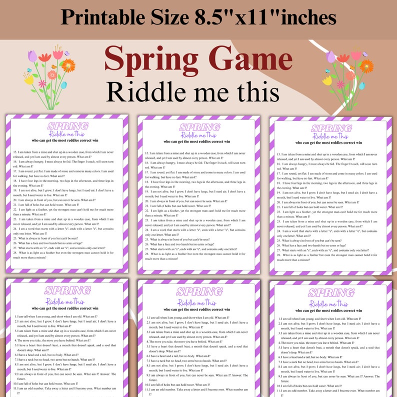 Spring Riddle Me This Game, Printable Spring Riddle Me This Game ...