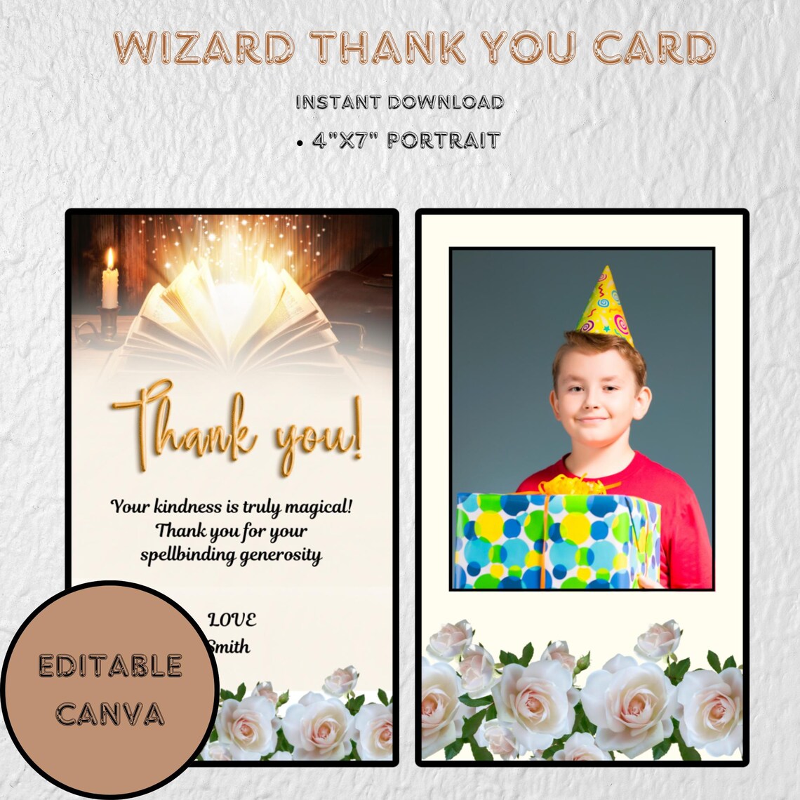 Editable Wizard Birthday Thank You Card | Magical Party Favor ...