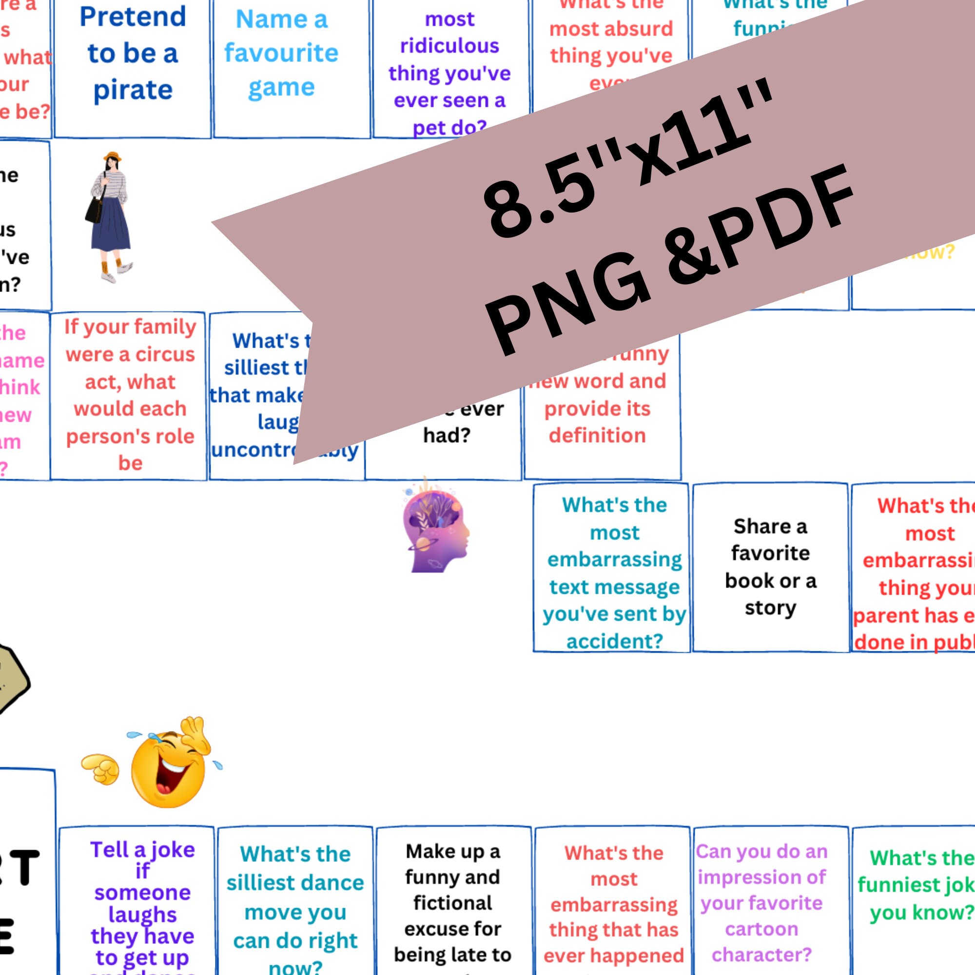 Family Fun Board Game Interactive & Entertaining, Instant Download ...