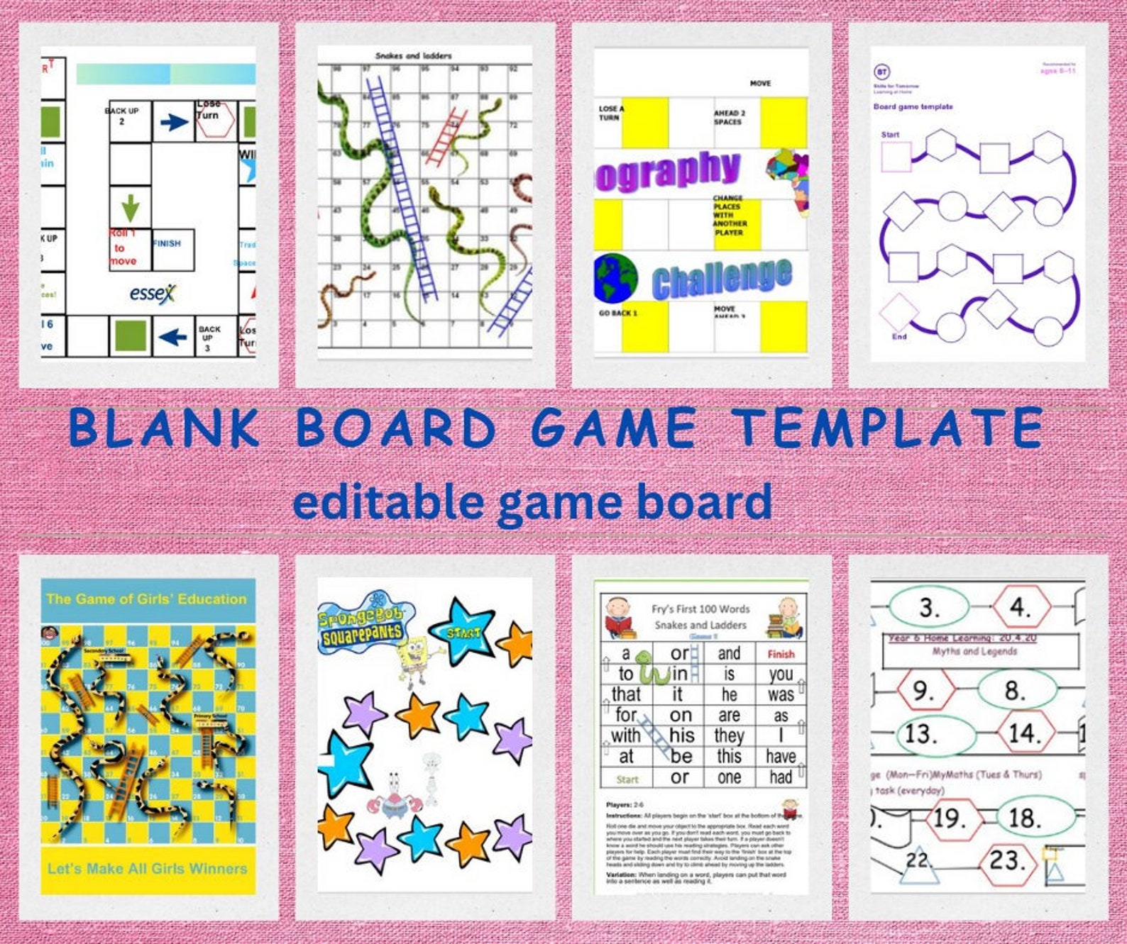 35 Printable Board Game Templates , Game Board Template ,editable Board ...