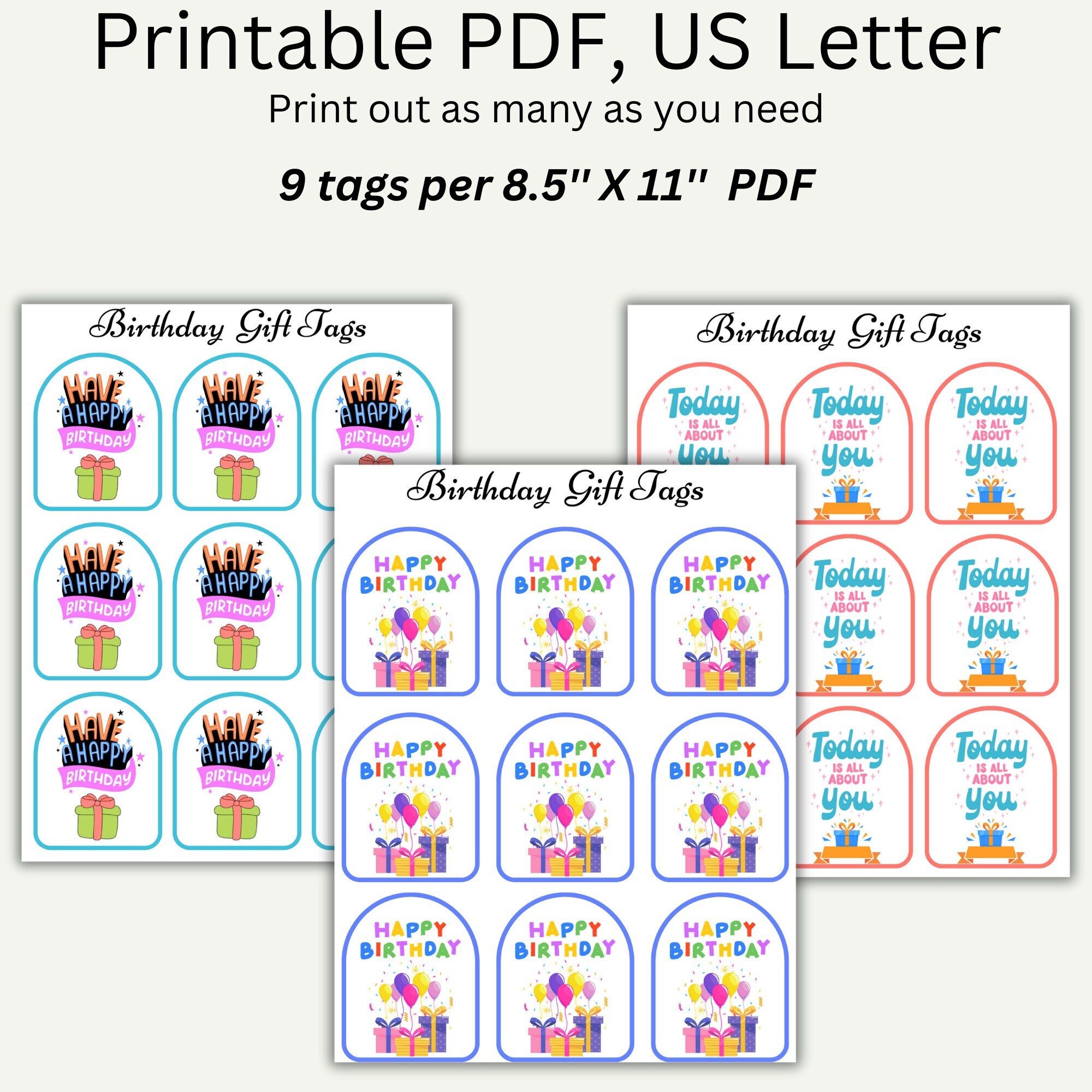 Happy Birthday Gift Tags, Celebrate in Style, Printable Gift Tags ...
