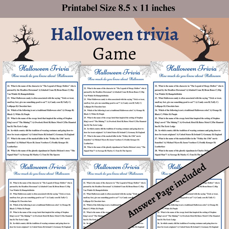 Spooky Halloween Trivia Game Test Your Knowledge, Instant Download ...
