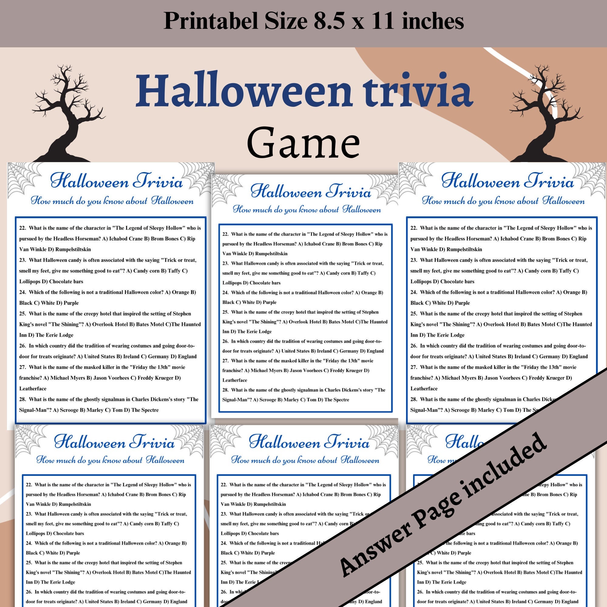 Spooky Halloween Trivia Game - Test Your Knowledge, Instant Download ...