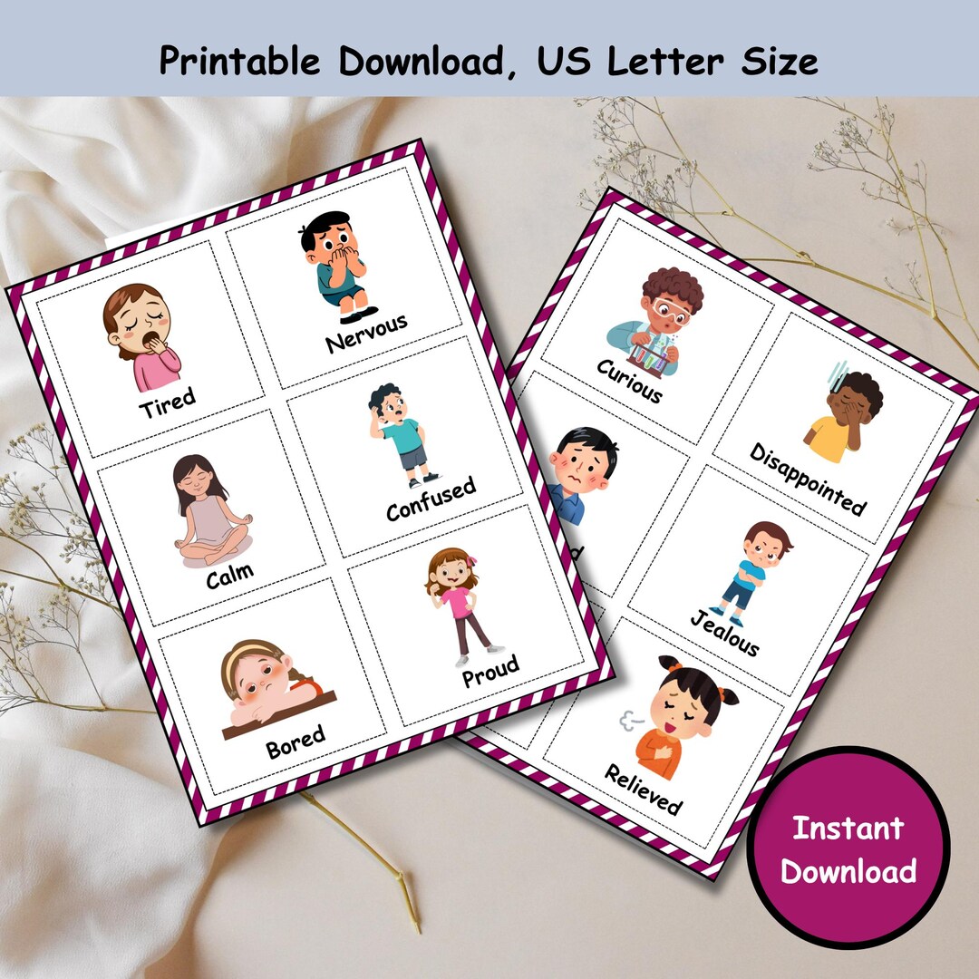 30 Emotion Flashcards for Kids | Feelings Identification | Preschool ...