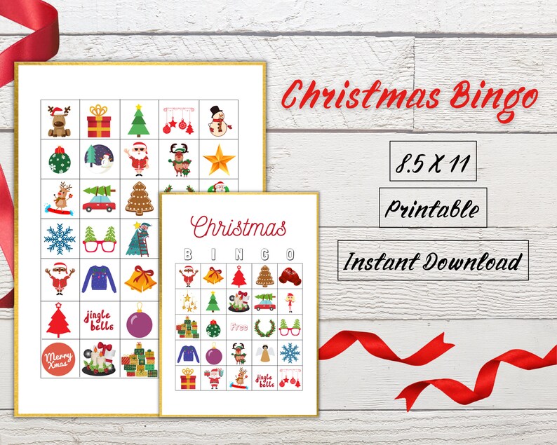 Printable Christmas Bingo Game, 250 Unique Christmas Bingo Cards for ...