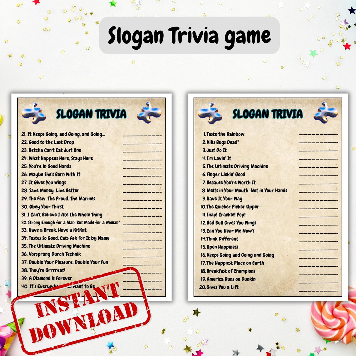 Fun and Educational Slogan Trivia Game - Slogan Trivia Game - Slogan ...