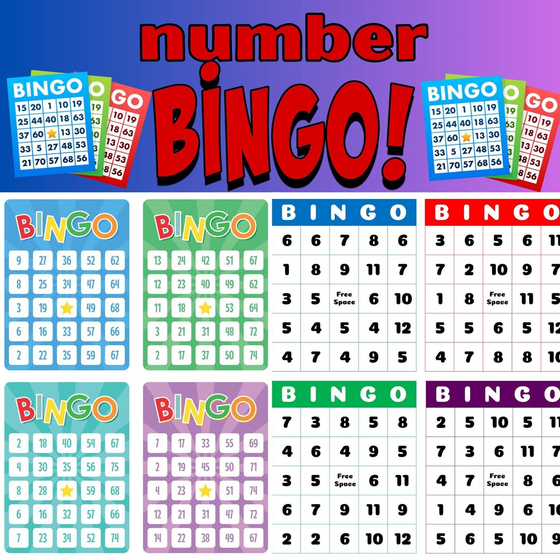Number Bingo Game Bundle, Kids and Adults (PDF Download) - Etsy