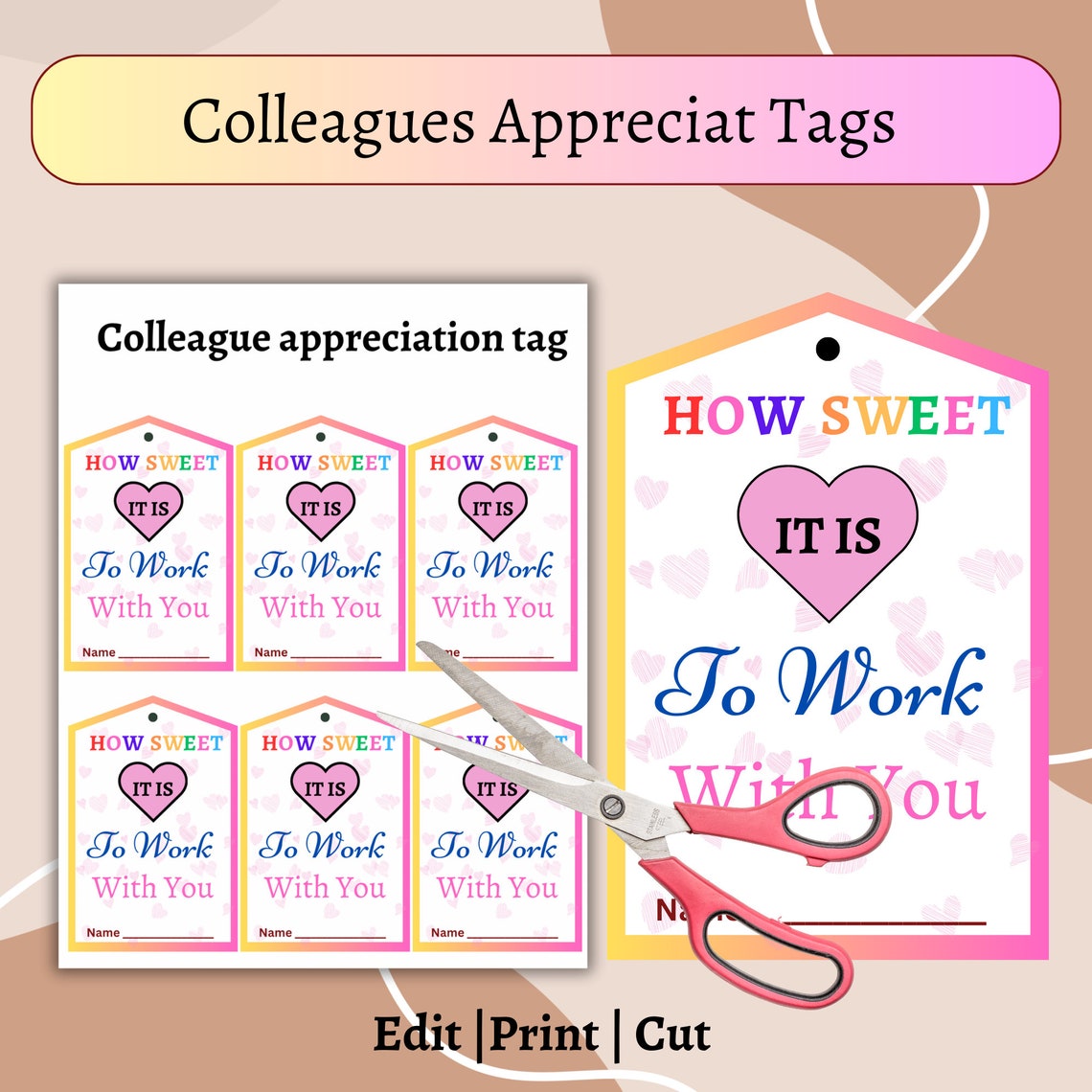 Colleague Appreciation Gift Tags Printable Tags, Digital Download for ...