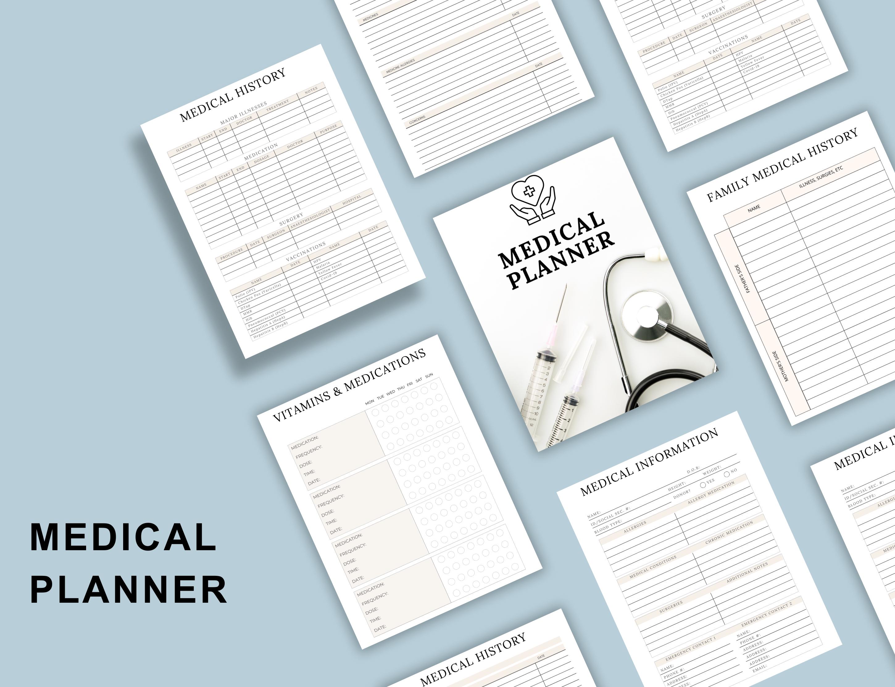 Medical Planner for Health Tracking & Appointments, Printable Wellness ...