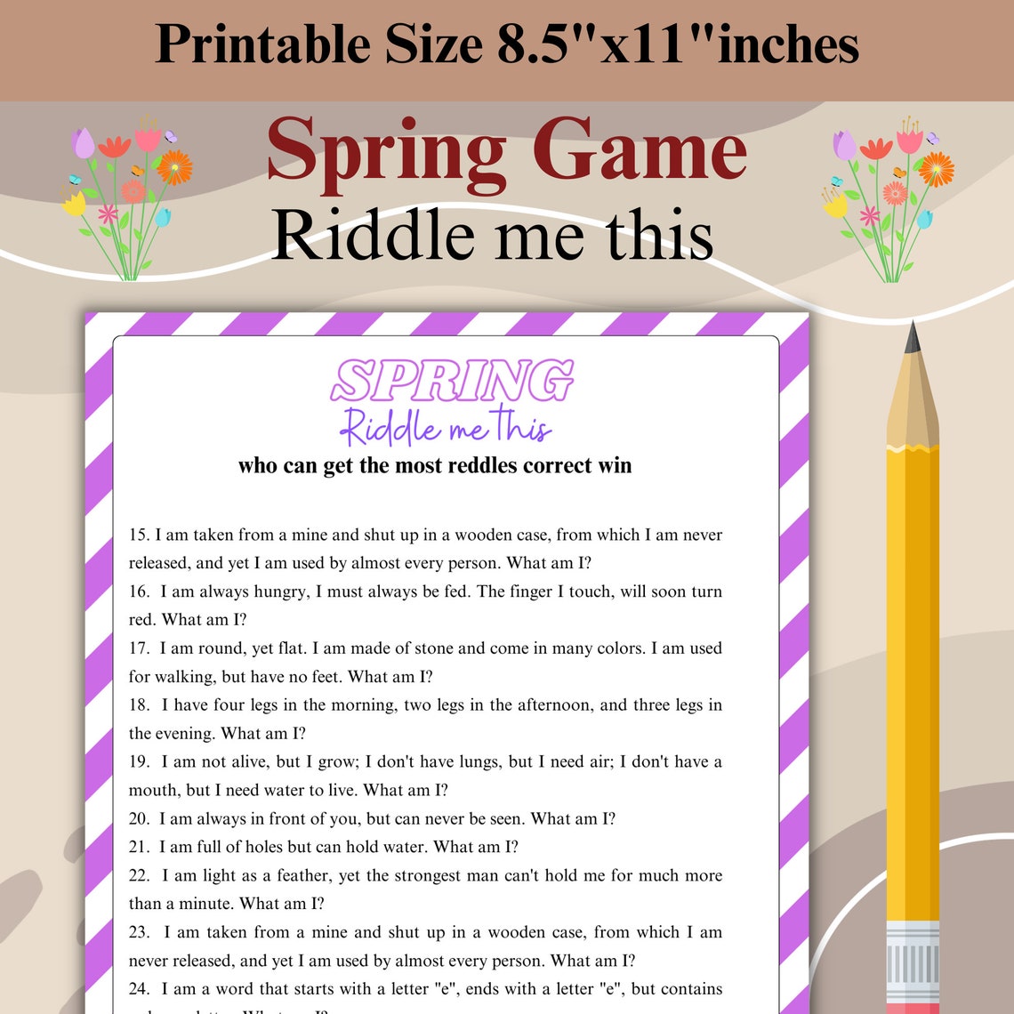 Spring Riddle Me This Game, Printable Spring Riddle Me This Game ...