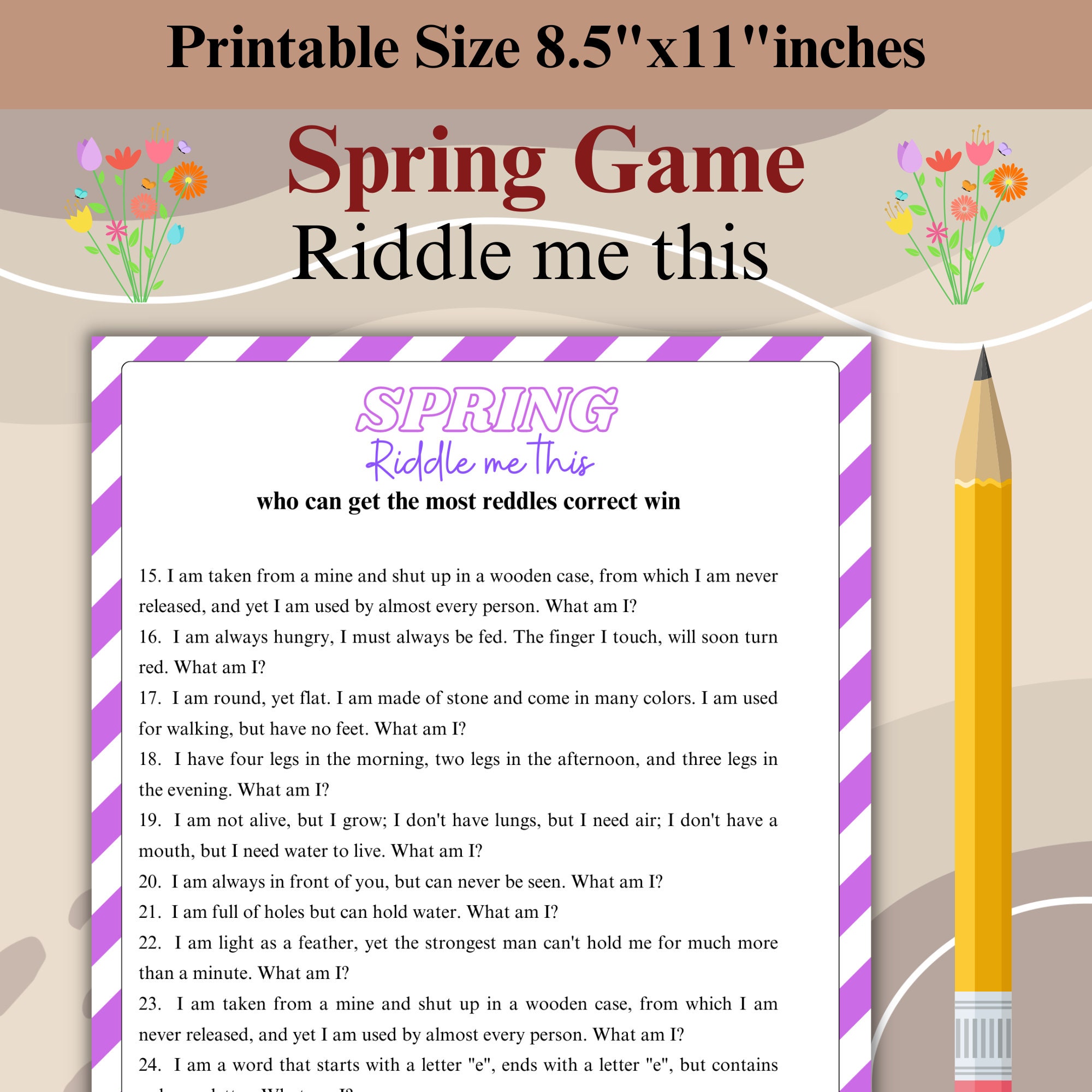 Spring Riddle Me This Game, Printable Spring Riddle Me This Game ...
