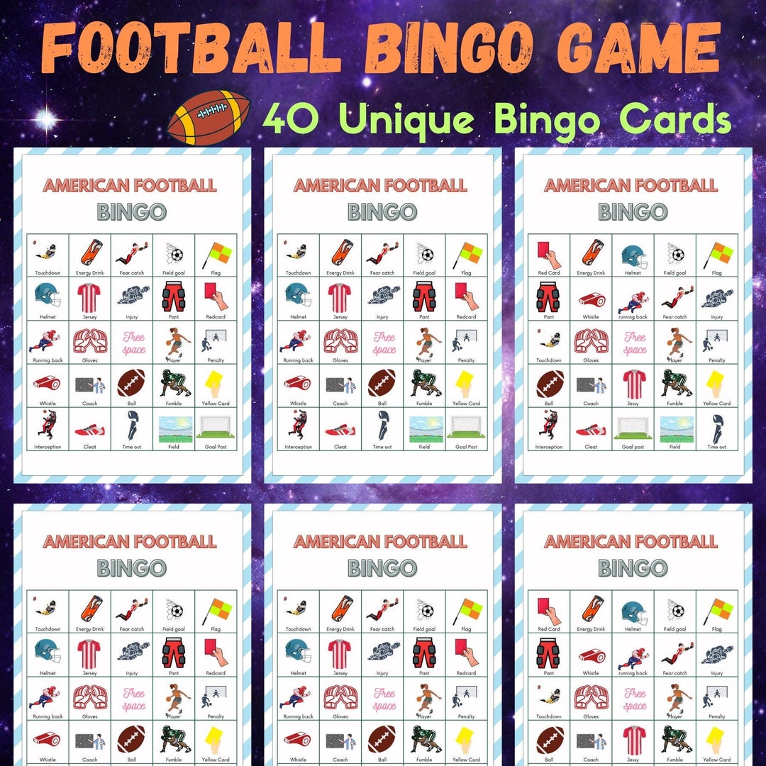 Football Bingo Game - Printable Party Activity for Game Day - Tailgate ...