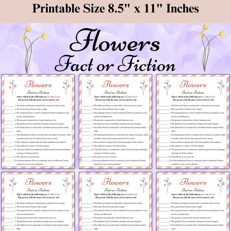 Spring Flower Fact or Fiction, Printable Fact or Fiction, Spring Game ...