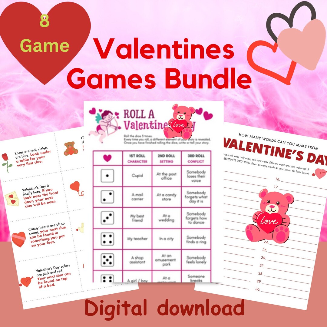 Valentines Day Printable Games | Valentines Games Bundle | Valentines ...