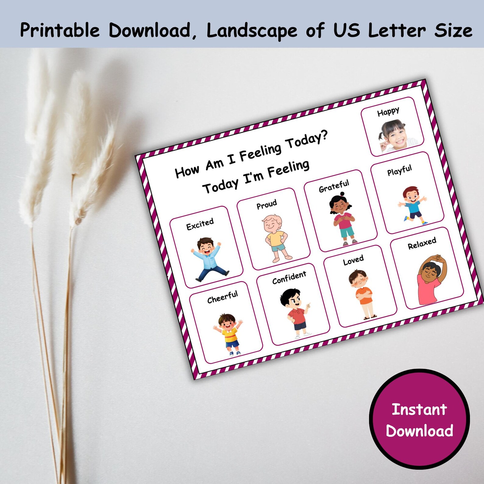 Feelings and Emotions Chart for Kids | Preschool Classroom Calm Corner ...