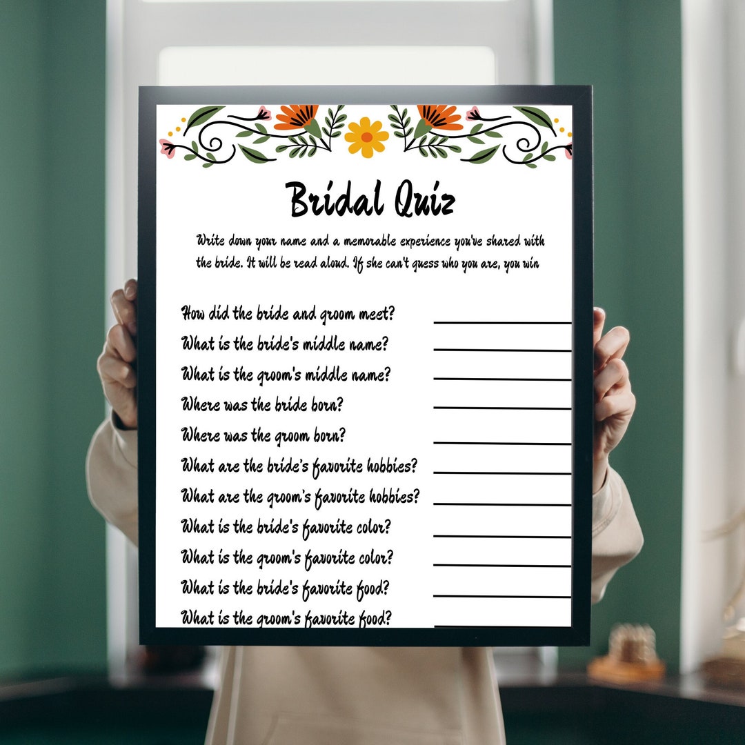 11 Questions About the Bride, Floral Bridal Trivia Game, Bridal Quiz ...