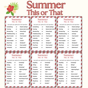 Summer This or That Game, Summer Game, Printable Summer Game, Instant ...